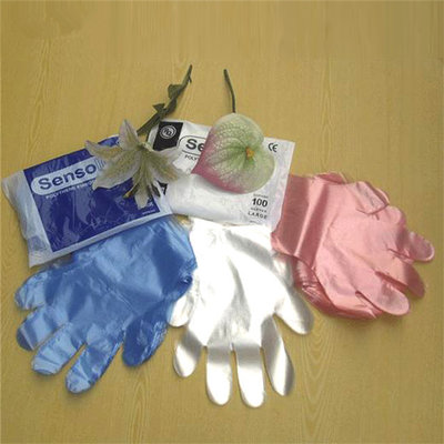 Food grade clear/blue/green/pink Disposable PE Cleaning Work Gloves  Embossed  or smooth Surface