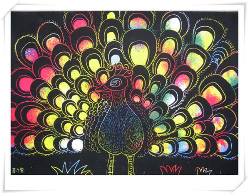 Mixed Color Black Scratch Art Paper Creative DIY Paper Pattern 52cm X76cm