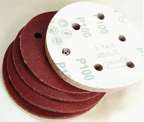 Round Sand Coarse Medium Grit Sandpaper , 6 Holes Hook And Loop Sanding Disc