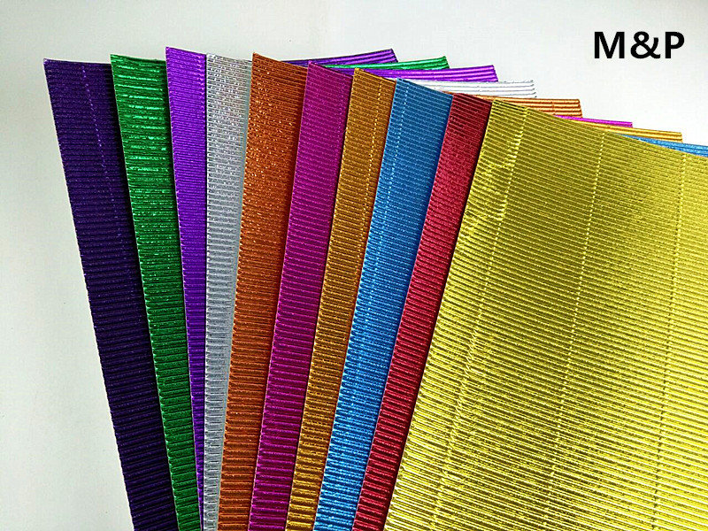Gold Silver Double Corrugated Craft Paper , E Flute Corrugated Sheets Creative DIY Material