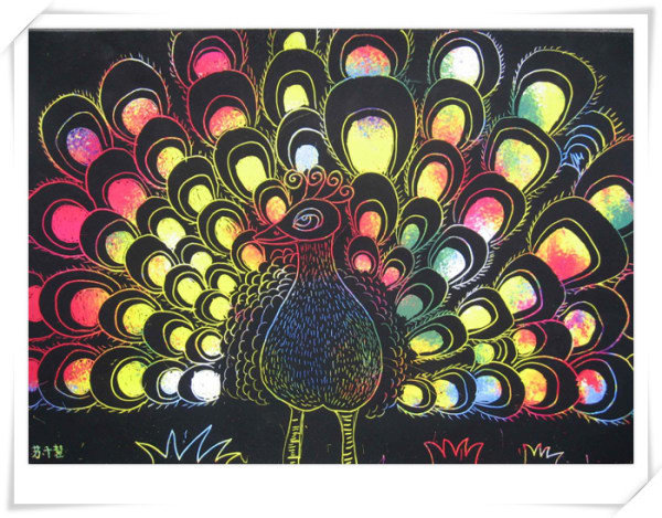Mixed Color Black Scratch Art Paper Creative DIY Paper Pattern 52cm X76cm