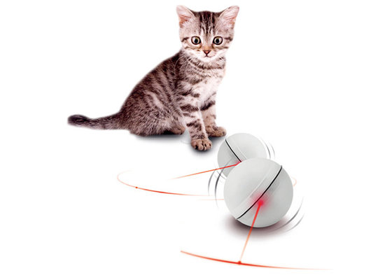 Magic Automatic Scrolling LED Light Cat Toy , White Color Soft Cat Toy Balls