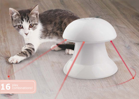Automatic Rotating Cat Laser Toy In White Color With 4 Speed / Time Setting