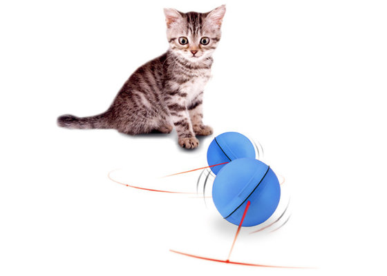 Auto Rolling Light Battery Operated Cat Toys 6.4cm Size For Entertainment