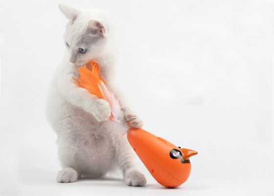 Fashionable Automatic Cat Toy Battery Operated With Colorful Shaking Feather