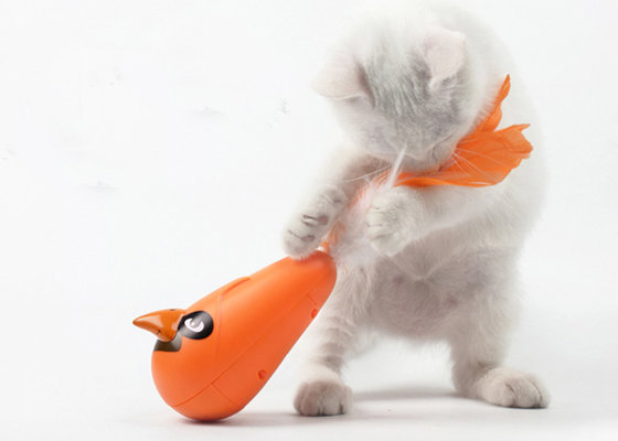 Battery Operated Cat Exercise Toys , Interactive Cat Toys With Colorful Feather