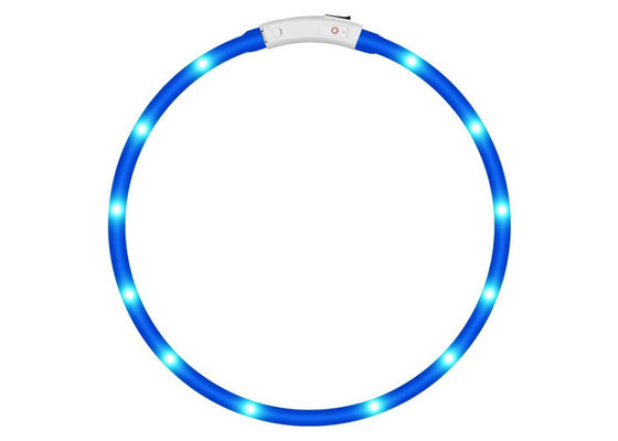 Fashion LED Light Up Dog Collar , Blue Color Rechargeable Flashing Dog Collars
