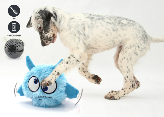 Auto Bounce / Squeaky Plastic Dog Balls Toys Easy Play With Plush Cover