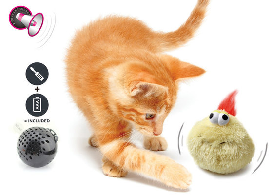 Electronic Auto Motion Bouncing Battery Operated Pet Toys With Plush Cover