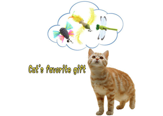 Funny Flexible Cat Feather Toys / Cat Bird Toy With Durable Fishing Line