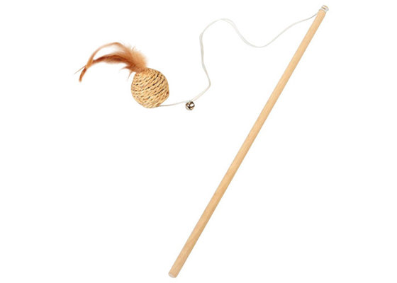 Double Feather Cat Toy Wand Retractable With Bell Long Elastic String