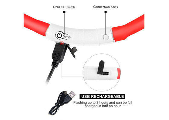 Night Safety LED Glow Dog Collar Adjustable USB Rechargeable Dog Collar