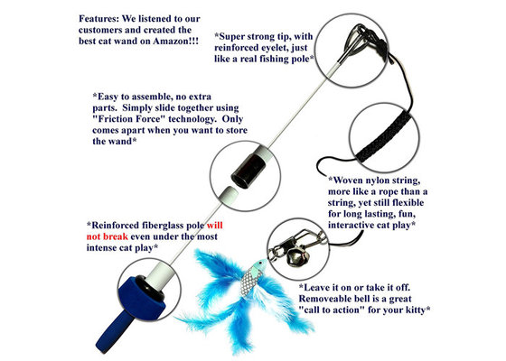 Polycarbonate Material Cat Feather Toys / Popular Cat Toys For Kitty Exercising