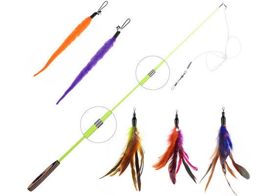 Indoor Cat Feather Toys Retractable Unusual Cat Toys With 3 Pieces Feather