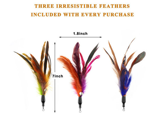 Indoor Cat Feather Toys Retractable Unusual Cat Toys With 3 Pieces Feather