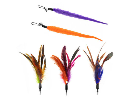 Indoor Cat Feather Toys Retractable Unusual Cat Toys With 3 Pieces Feather