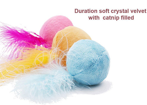 Kitten Gift Plush Cat Feather Toys Dia.5 Cm Interactive Catnip Toys For Cats