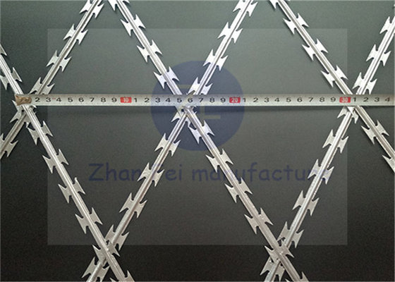 2.5mm wire diameter 75x150mm Diamond Hole Welded Razor Wire Mesh Fence