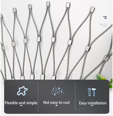 Birds Aviary Zoo China Stainless Steel Flexible Wire ferrule Cable Rope Mesh Net For Zoo Animal X-Tend Zoo Mesh Usa