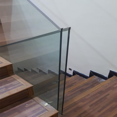 Residential interior 12mm Clear Tempered Safety Glass Aluminum Railing Handrail
