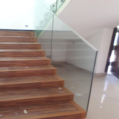 Residential interior 12mm Clear Tempered Safety Glass Aluminum Railing Handrail