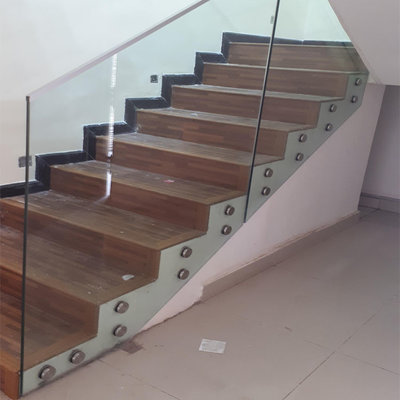 Residential interior 12mm Clear Tempered Safety Glass Aluminum Railing Handrail