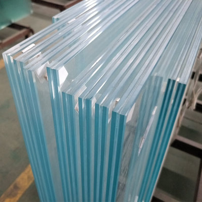 Durable 13.52mm low iron ultra clear tempered laminated safety glass infill panels for interior commercial railing