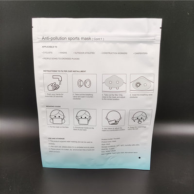 made in China with Zipper reusable sports mask plastic bag /Reusable mask PET bag of zipper seal