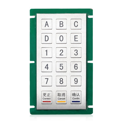 Vertical 18 Buttons Stainless Steel Metal Keypad With RS232 , USB 3 x 6 Keypad