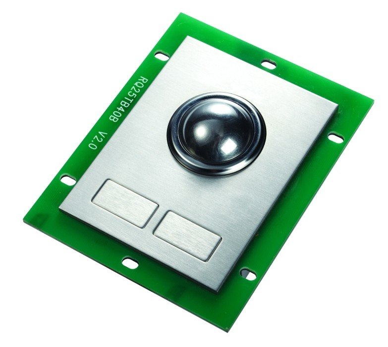 Two Buttons Vandalproof ATM Metal Trackball , Panel Mount Trackball