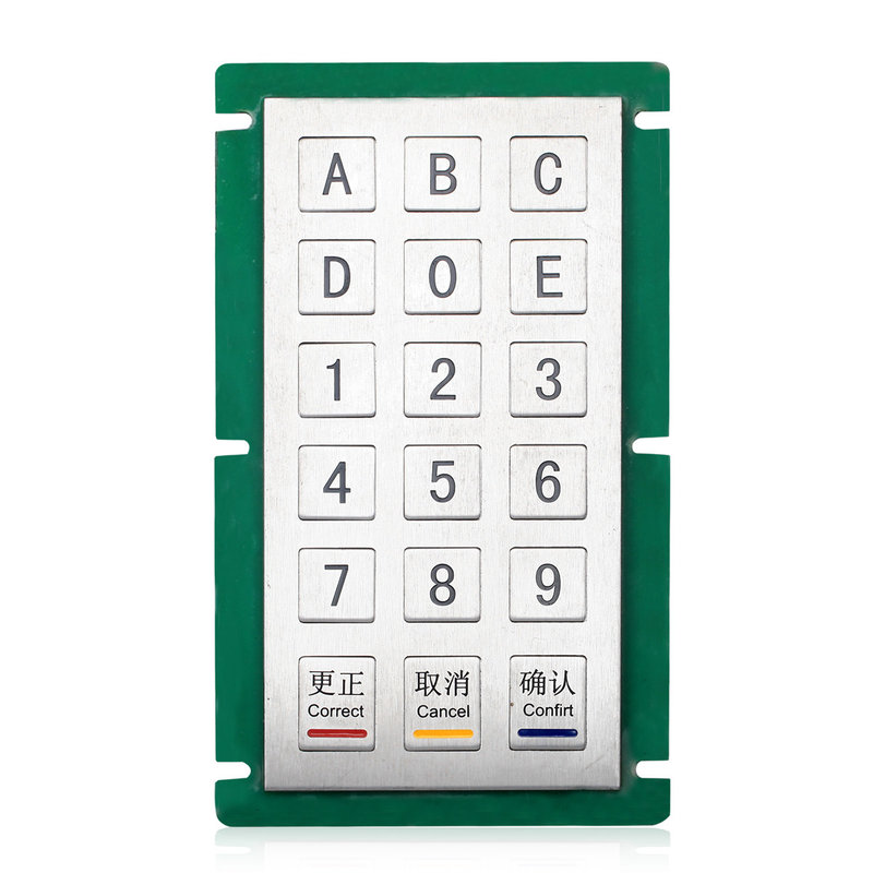 Vertical 18 Buttons Stainless Steel Metal Keypad With RS232 , USB 3 x 6 Keypad