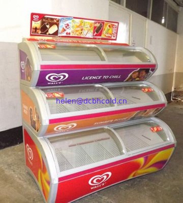 348L 3layers upright ice cream display showcase freezer Walls ice cream freezer supplier