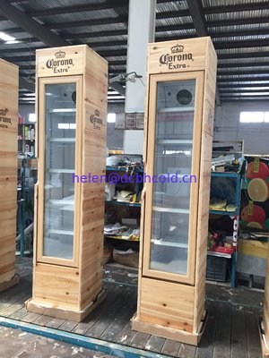Slim fridge displaying Cooler Wooden case supplier