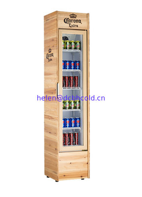 Slim fridge displaying Cooler Wooden case supplier