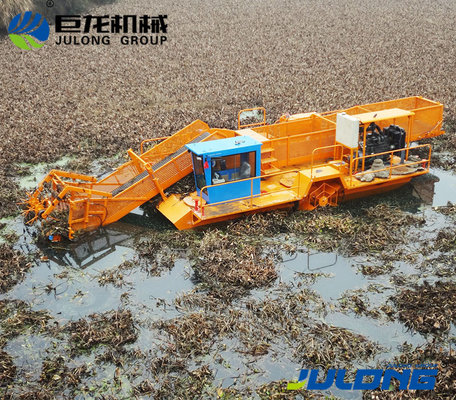 Water Weed Harvesting Vessel with Conveyor Belt and Storage Cabin