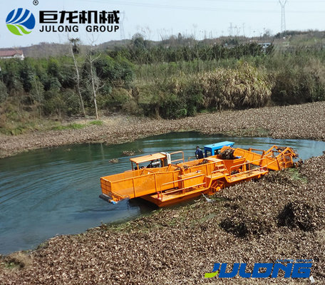 Water Weed Harvesting Vessel with Conveyor Belt and Storage Cabin