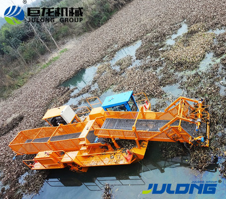 Water Weed Harvesting Vessel with Conveyor Belt and Storage Cabin