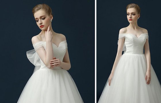 Sexy V Neck Lace Ladies Wedding Dresses with long trains / white LXHS-1288