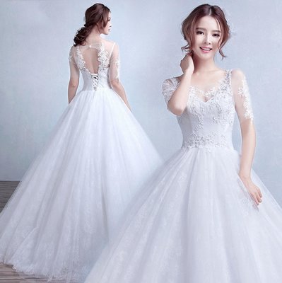 Fashion Half Sleeve Open back Appliques wedding dress gowns for Bridal, Girls, Women LXHS-1338