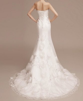 White Heart Shaped sweetheart Bra Princess Wedding Gowns with long train LXHS-1528