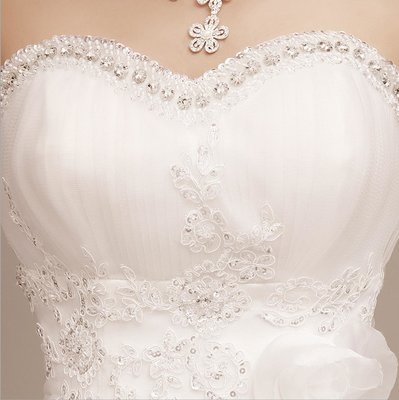 White Heart Shaped sweetheart Bra Princess Wedding Gowns with long train LXHS-1528