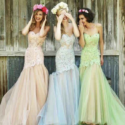 Slim girls puffy Bridesmaids Wedding Dresses with Open back LXYWQ-1318
