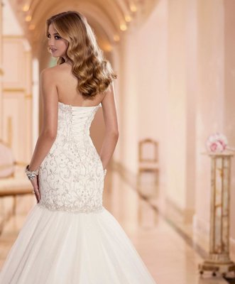 Ladies Sweetheart Neckline Polyester Wedding Dresses with cathedral train, white LXYWQ-1689