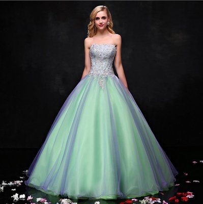 Strapless Birthday Party Evening Party Dresses for Juniors, Women, Green Colored LXLSQ-1580