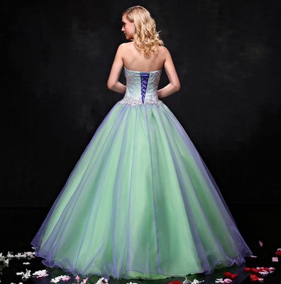 Strapless Birthday Party Evening Party Dresses for Juniors, Women, Green Colored LXLSQ-1580