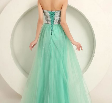 Strapless Birthday Party Evening Party Dresses for Juniors, Women, Green Colored LXLSQ-1180