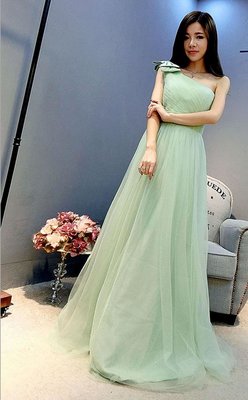 Elegant One Shoulder Bridesmaids Wedding Dresses with long trains LXLSQ-1149