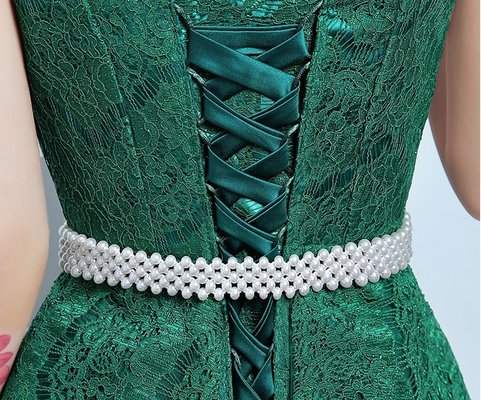 Green Sexy summer long Party Dresses for Women, V neck-line prom dresses LXLSQ-1260
