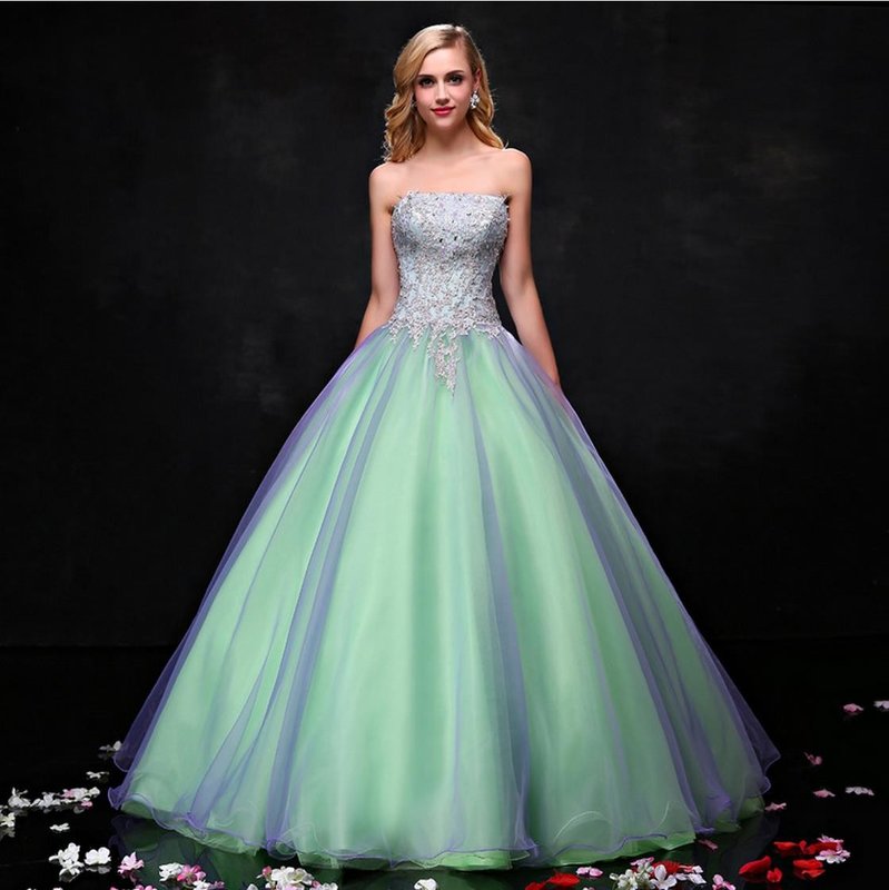 Strapless Birthday Party Evening Party Dresses for Juniors, Women, Green Colored LXLSQ-1580