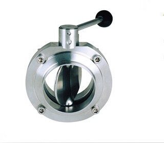 Manual Sanitary  Stainless Steel Butterfly Valves DN25 ~ DN200 with 304 / 316L